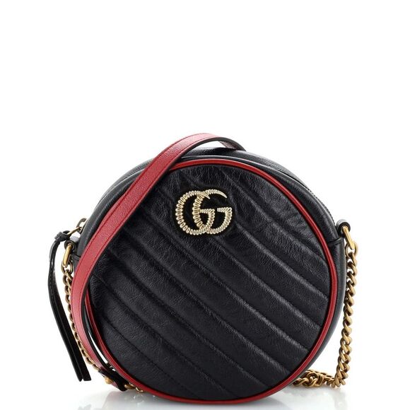 Gucci | Bags | Gucci Gg Marmont Round Shoulder Bag Diagonal Quilted ...